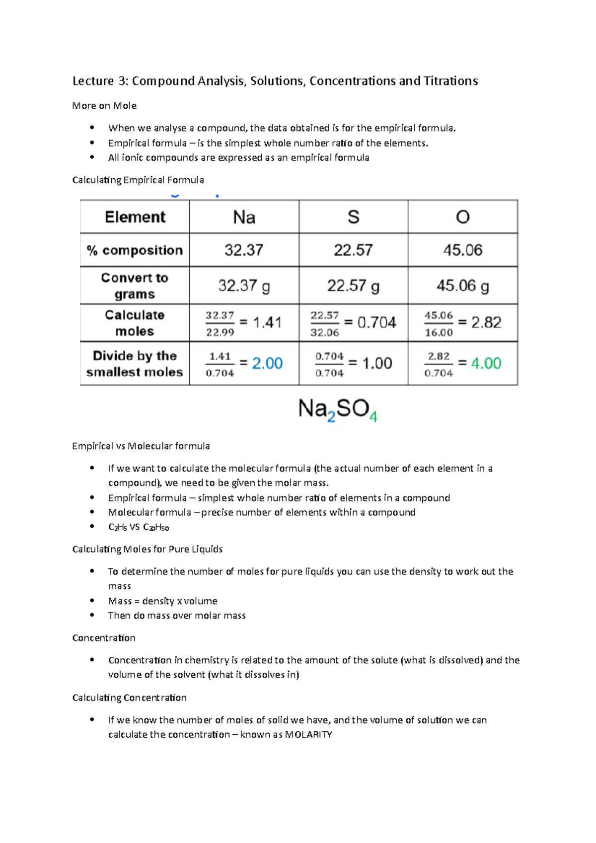 Lecture 3 Notes - Lecture 3: Compound Analysis, Solutions ...