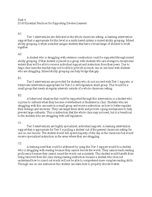 D169 Task 3 - Task 3 - D169 Task 3 A. During a job interview for a ...