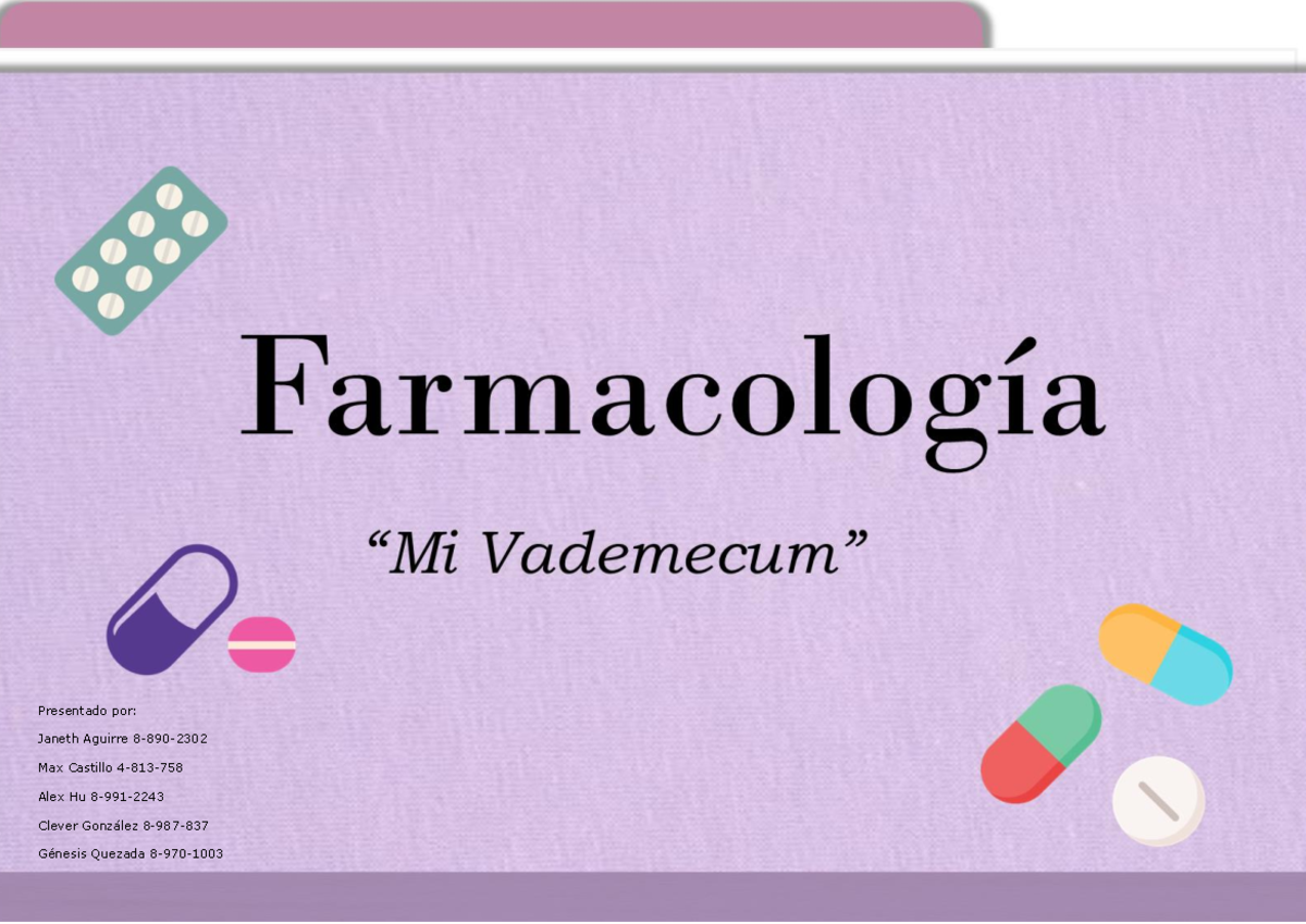 Vademecum - antiinflamatorios, analgesicos - Presentado por: Janeth Aguirre 8-890- Max Castillo ...
