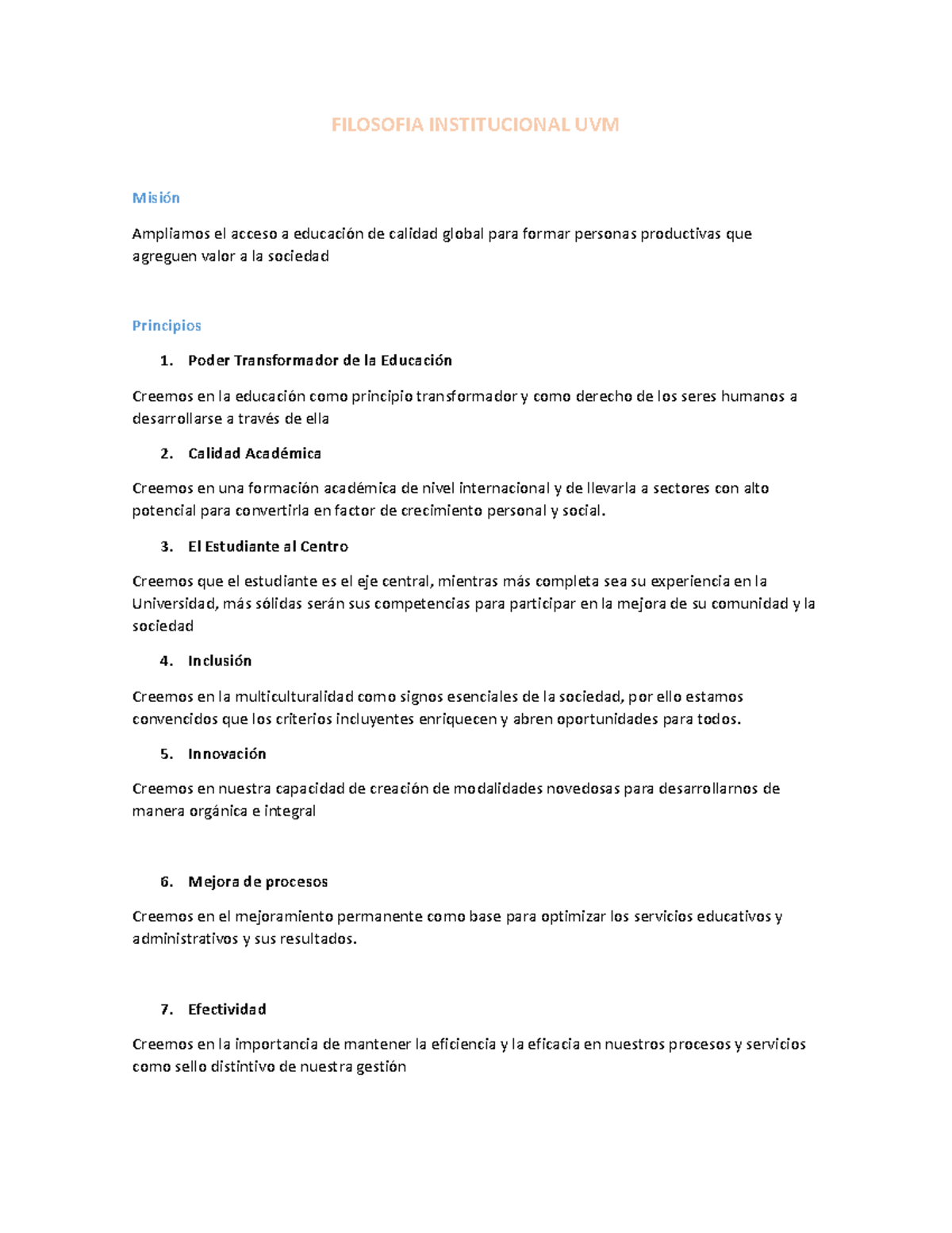 Filosofia UVM - Descripcion de mision institucional - FILOSOFIA ...