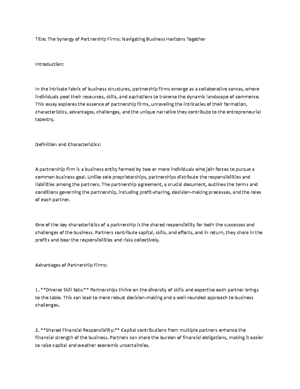 Partnership firm - helpful - Title: The Synergy of Partnership Firms ...