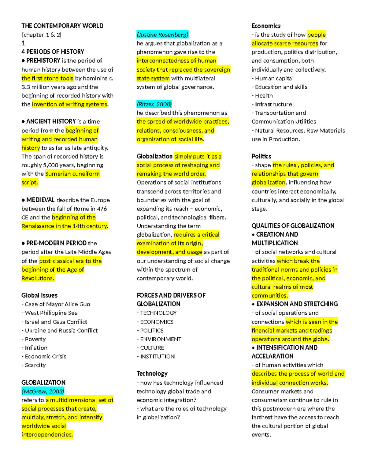 Contemporary World Reviewer Chapter 1 and 2 - THE CONTEMPORARY WORLD ...