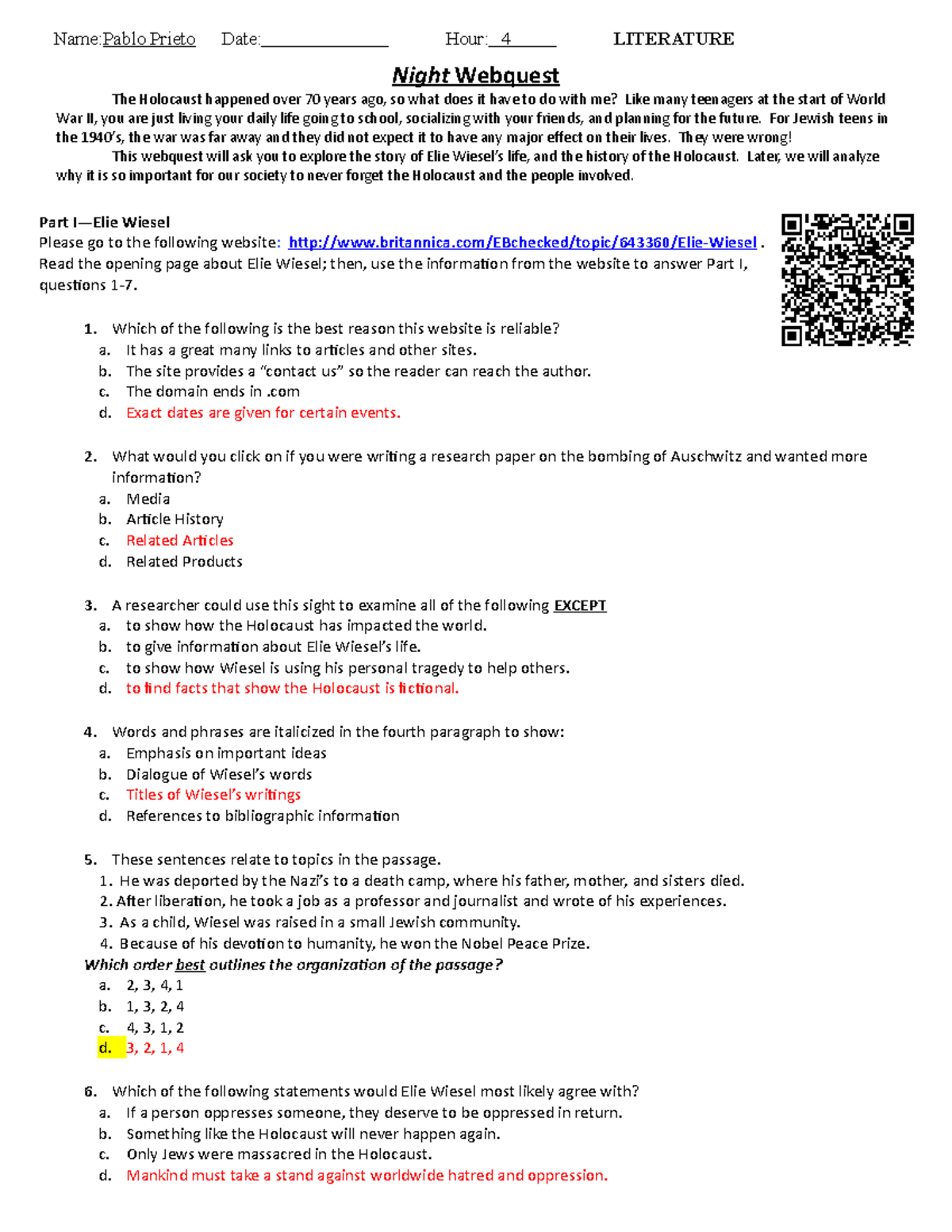 Night-Webquest-1 pp - night webquest - Night Webquest The Holocaust ...