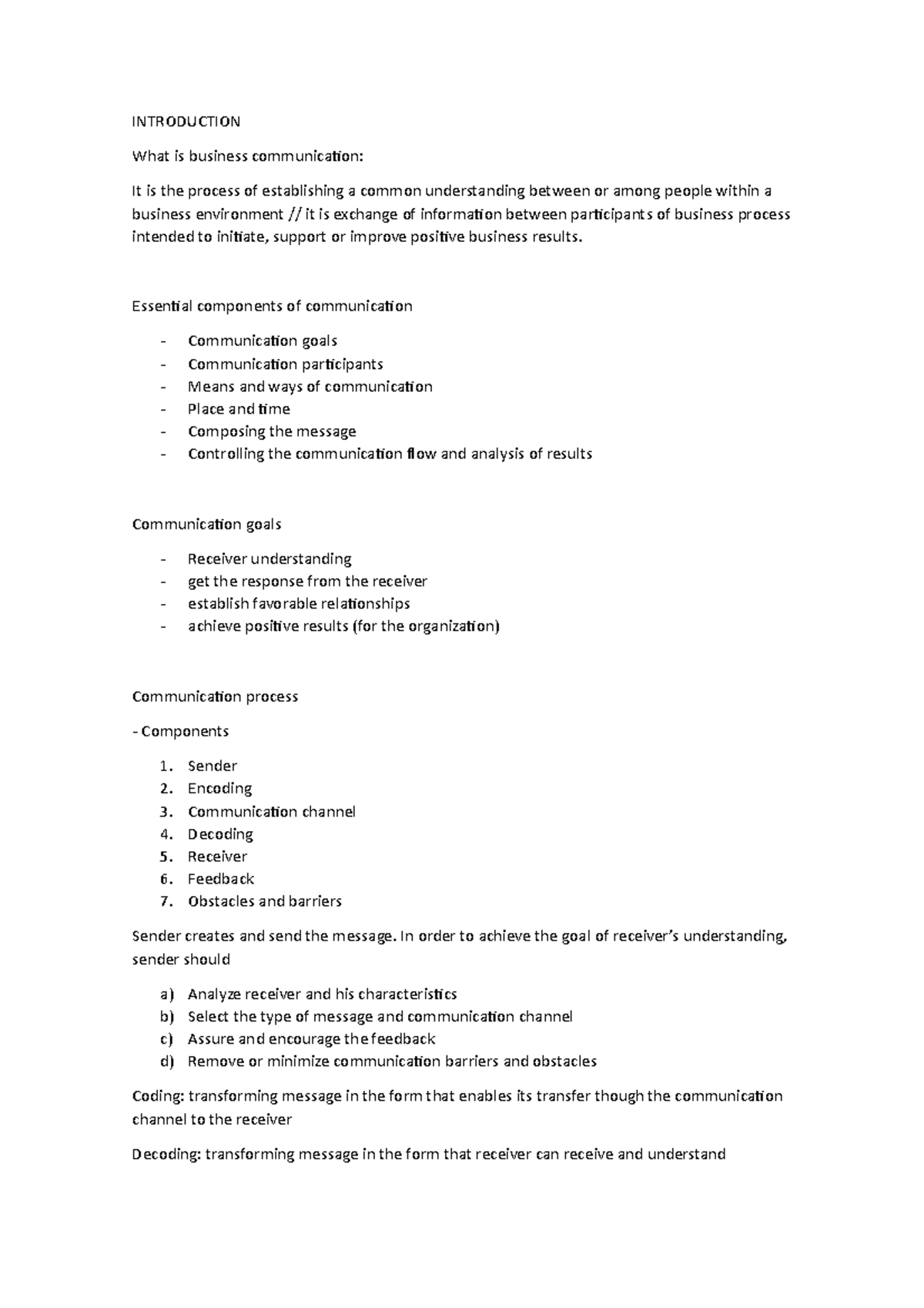 Apuntes Business Communication - INTRODUCTION What is business ...