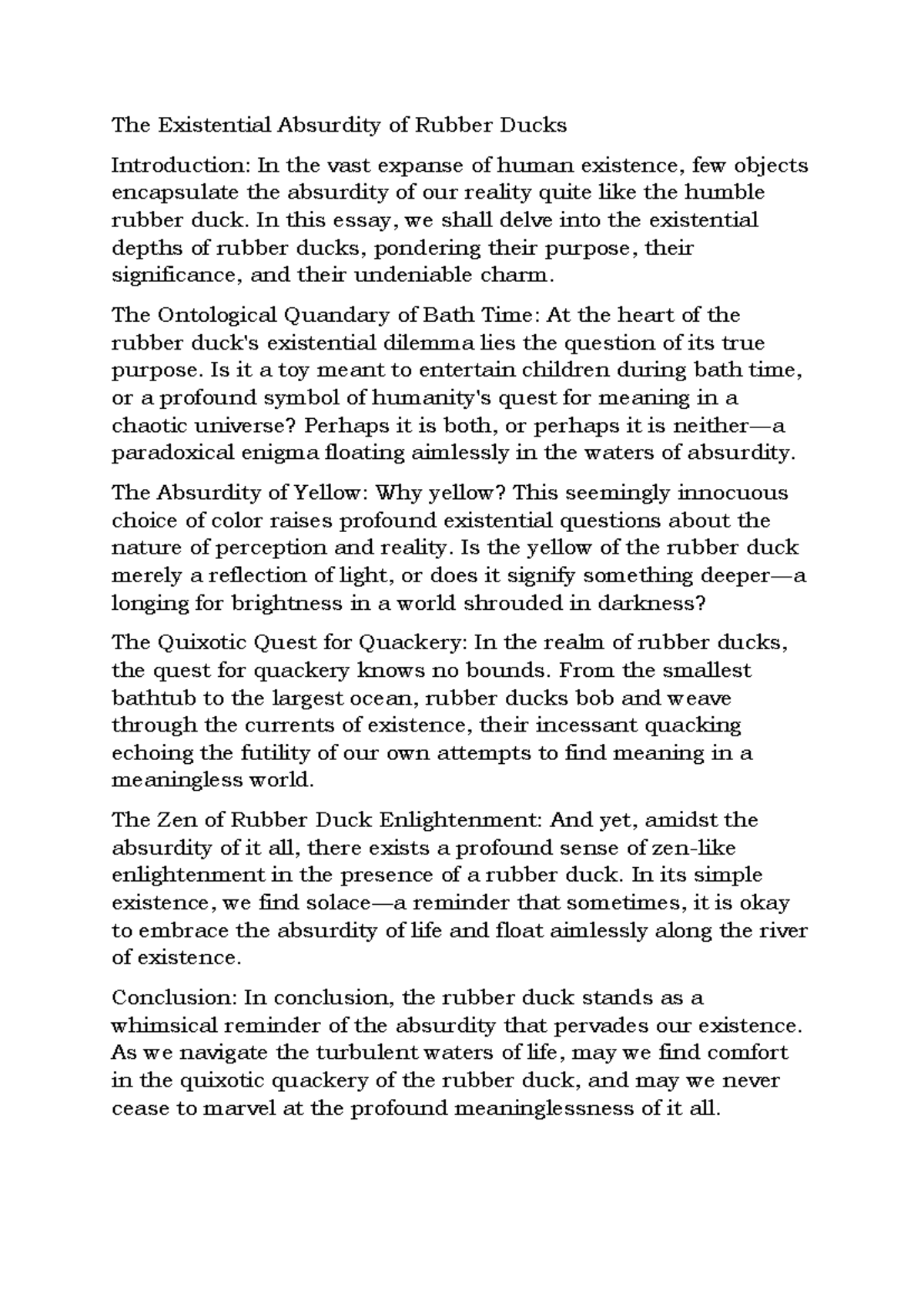 The Existential Absurdity of Rubber Ducks - The Existential Absurdity ...