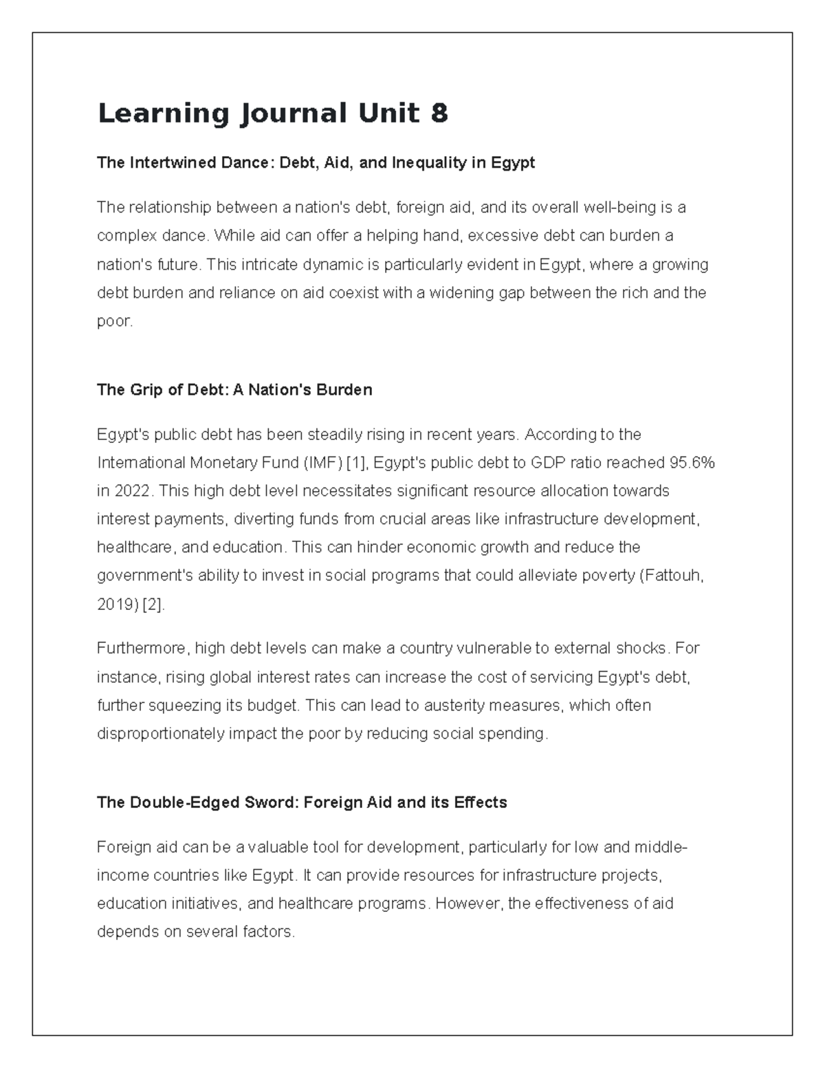 Learning Journal Unit 8 - Globalization - Learning Journal Unit 8 The ...