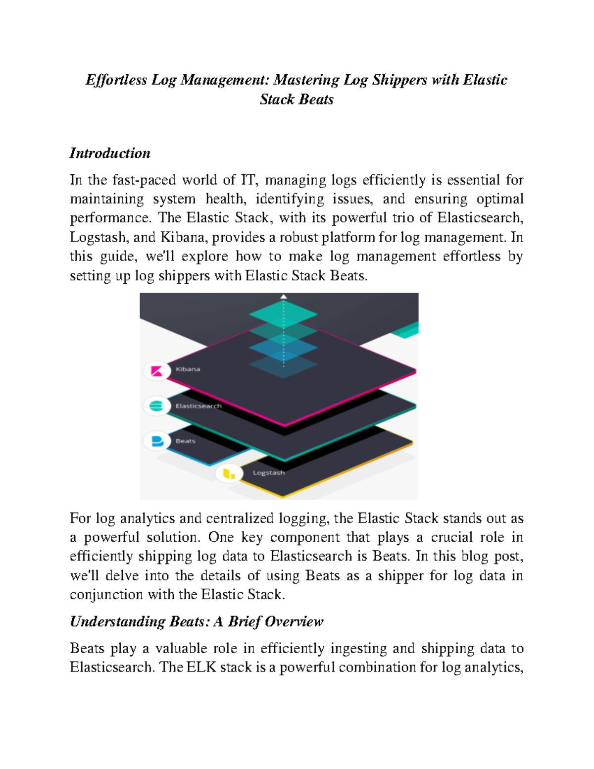 Beats using ELK - Effortless Log Management: Mastering Log Shippers with Elastic Stack Beats ...