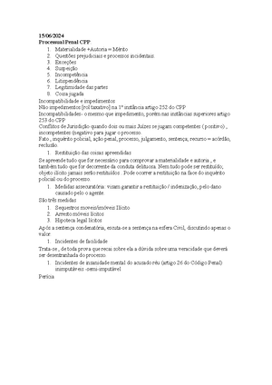 CPP 1 ao 68 - Resumo Direito processo penal - CPP. LIVRO I DO PROCESSO EM GERAL Título VI – DAS ...