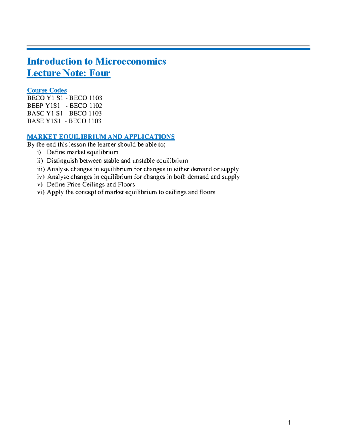 Introduction to Microeconomics -Lecture Note 4 - Introduction to ...