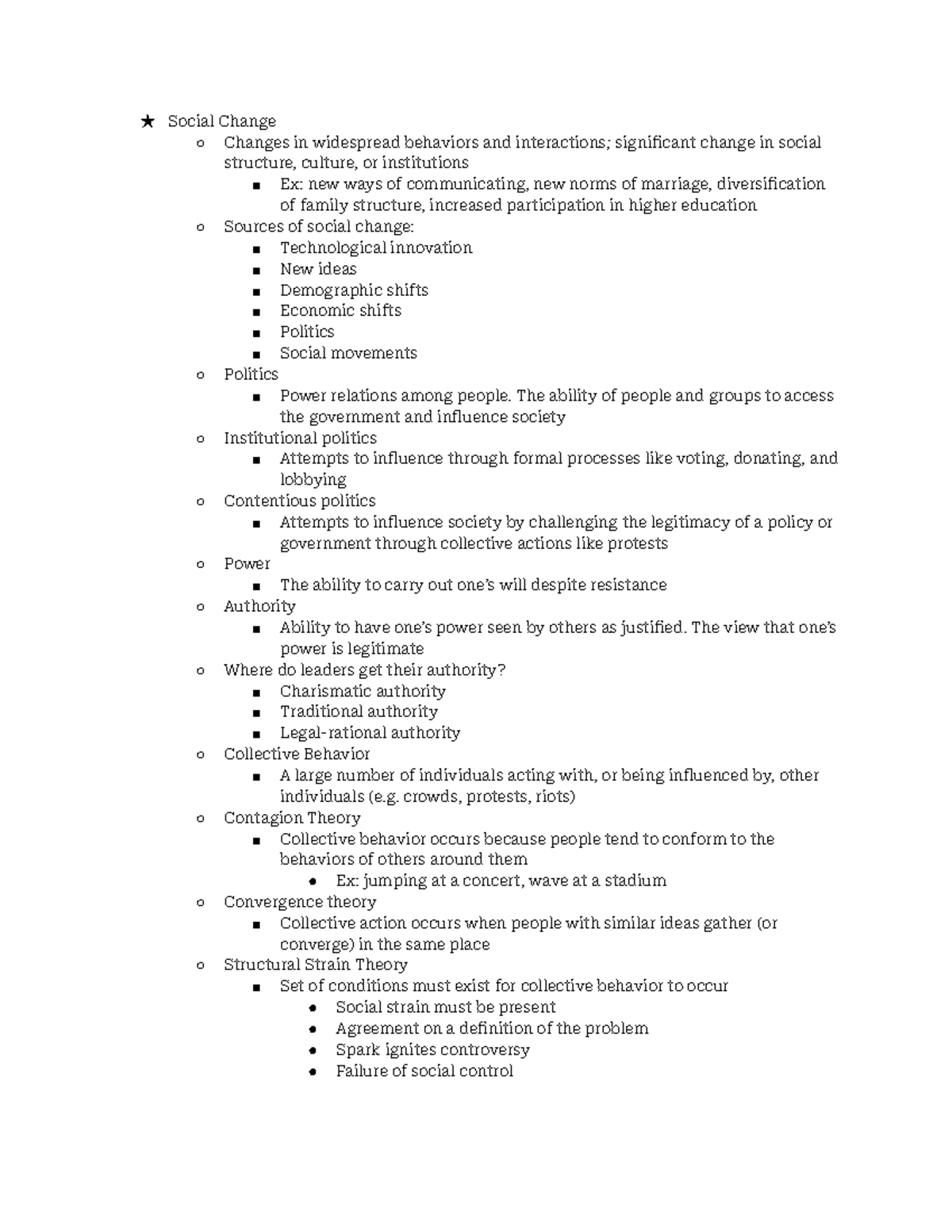 Sociology Lecture Notes 11/8 - ★ Social Change Changes in widespread ...