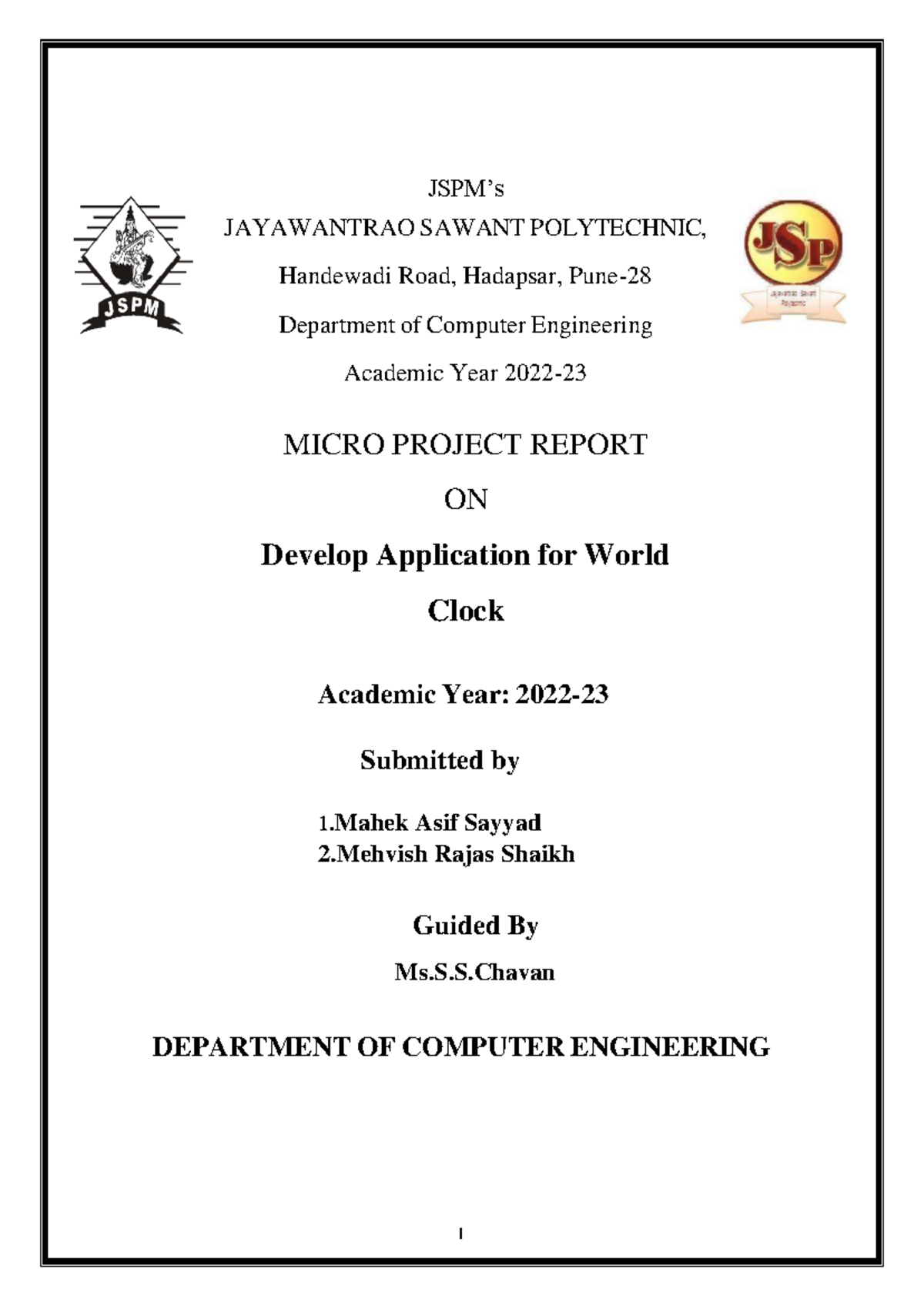 Pwp Microproject () - egraevbgfxd - JSPM’s JAYAWANTRAO SAWANT ...