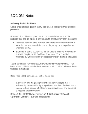 SOC 234 Notes (Theoretical explanations of social problems - Part 1 ...