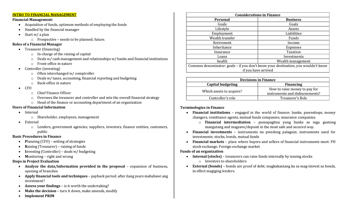 FM-handout - icbwicb;dcb;qkcbq'ibcv'qeivcnbe' - INTRO TO FINANCIAL ...
