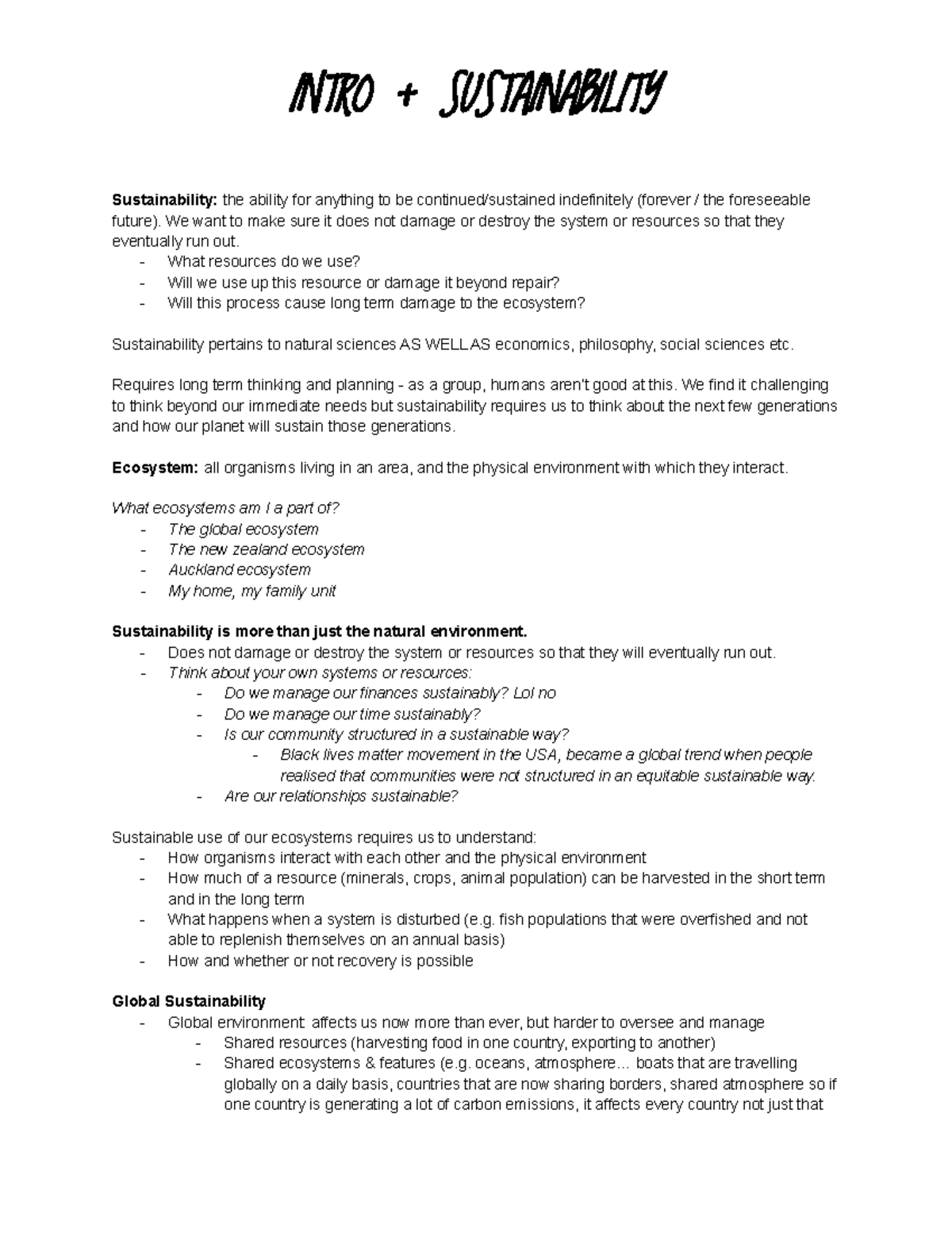 1 Intro + Sustainability - WEEK 1 (Health & Environment) - INTRO ...
