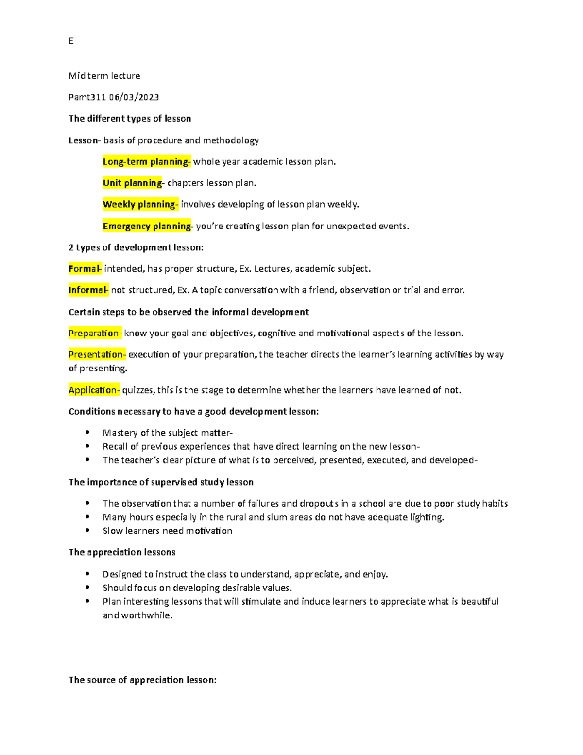 Lecture midterm - sxsacxcs - Mid term lecture Pamt311 06/03/ The ...