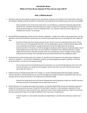 Stress Activity - Psyc 105 - MacEwan - Studocu