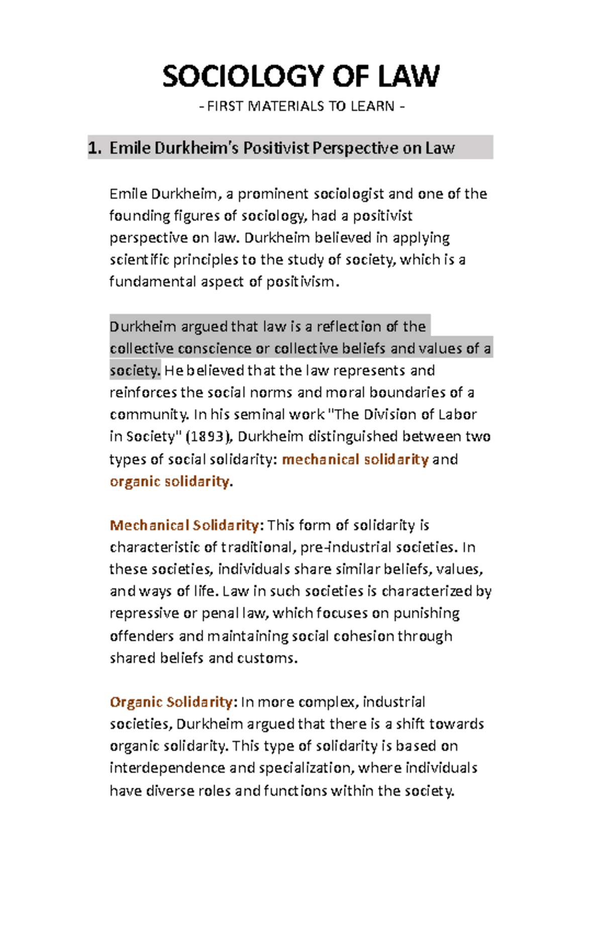 Sociology OF LAW - 01st Materials to Learn - FIRST MATERIALS TO LEARN ...