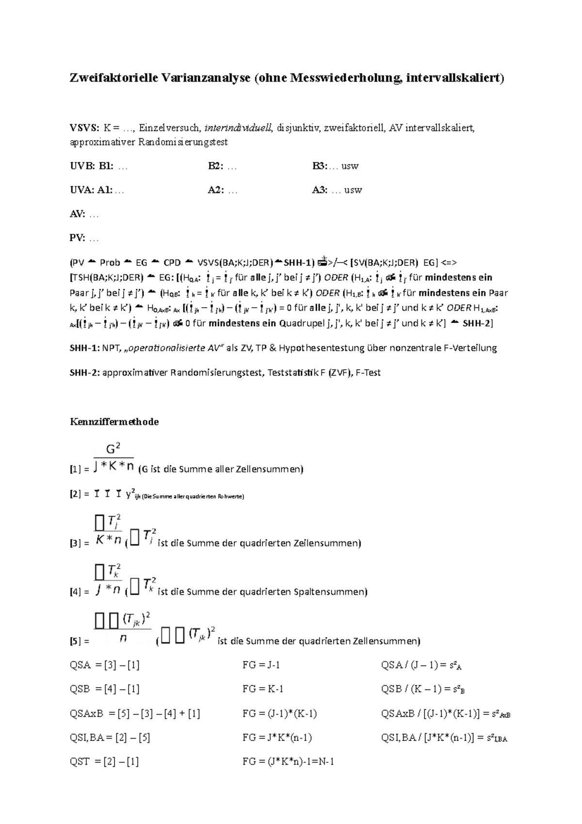 Formelsammlung 3 - Zweifaktorielle Varianzanalyse (ohne ...