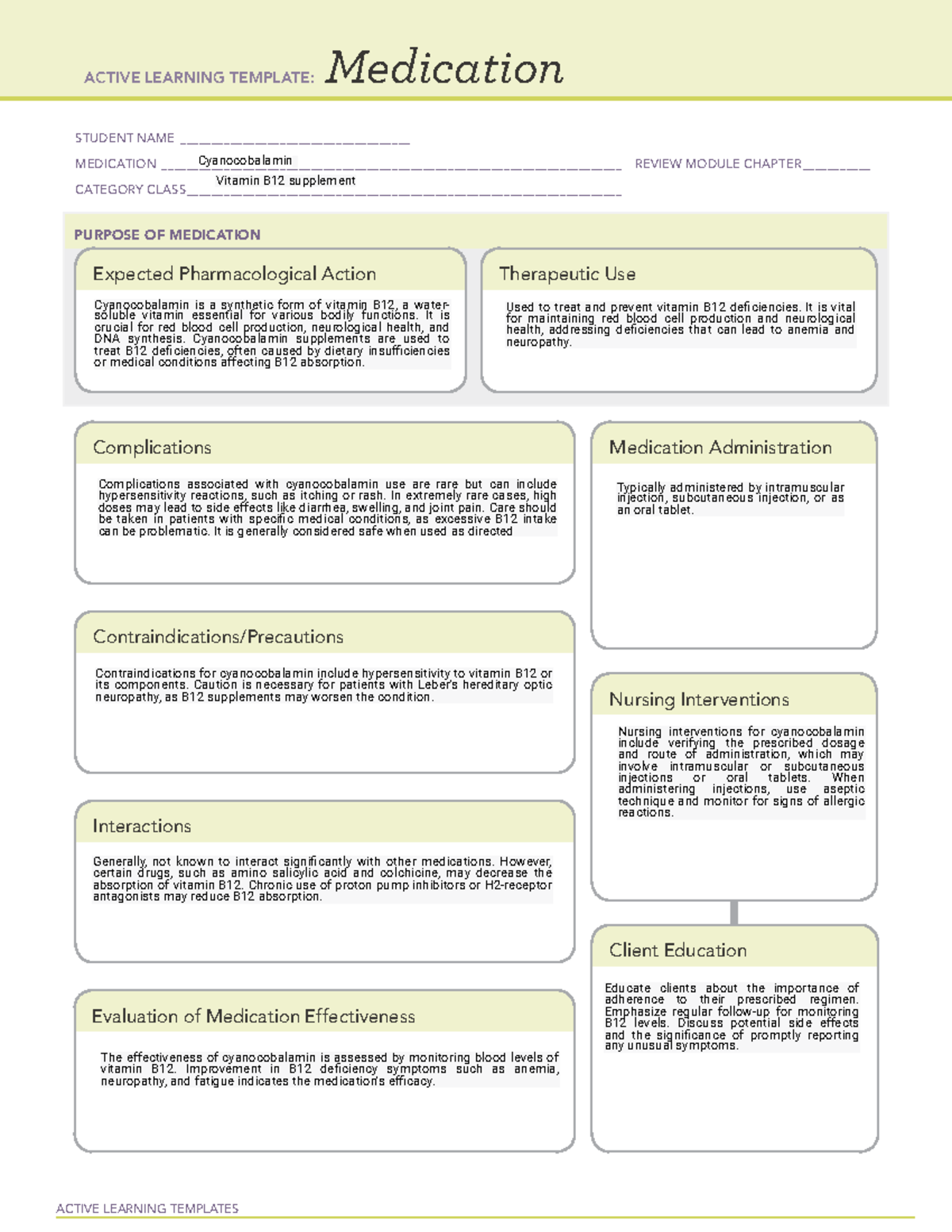 Template medication (1) - ACTIVE LEARNING TEMPLATES Medication STUDENT ...