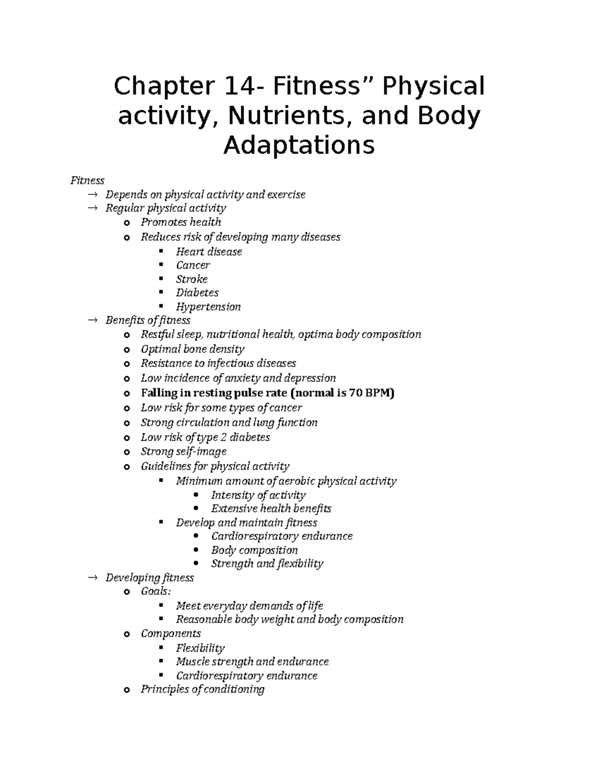 Physical Activity and Body Adaptations - Studocu