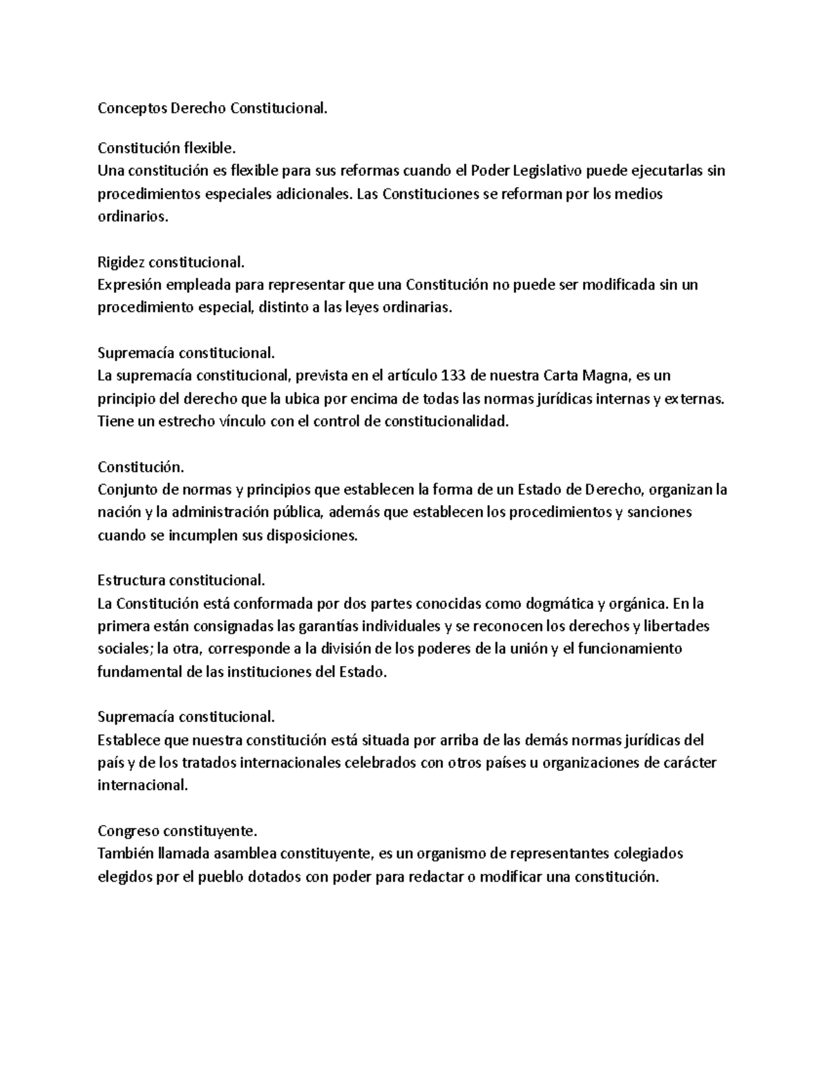 Conceptos Derecho Constitucional - Constitución flexible. Una ...