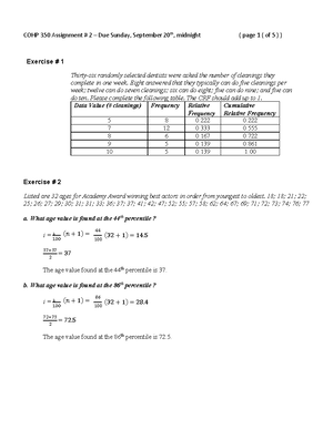 COHP350- Assignment 2 (questions and answers) - COHP 350 - Warning: TT: undefined function: 32 ...