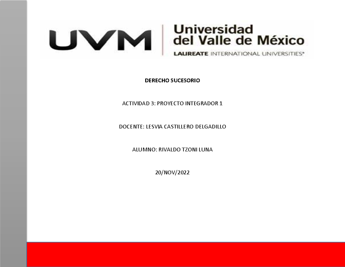 A3 Rtl Ds Actvidad 3 Derecho Sucesorio Actividad 3 Proyecto