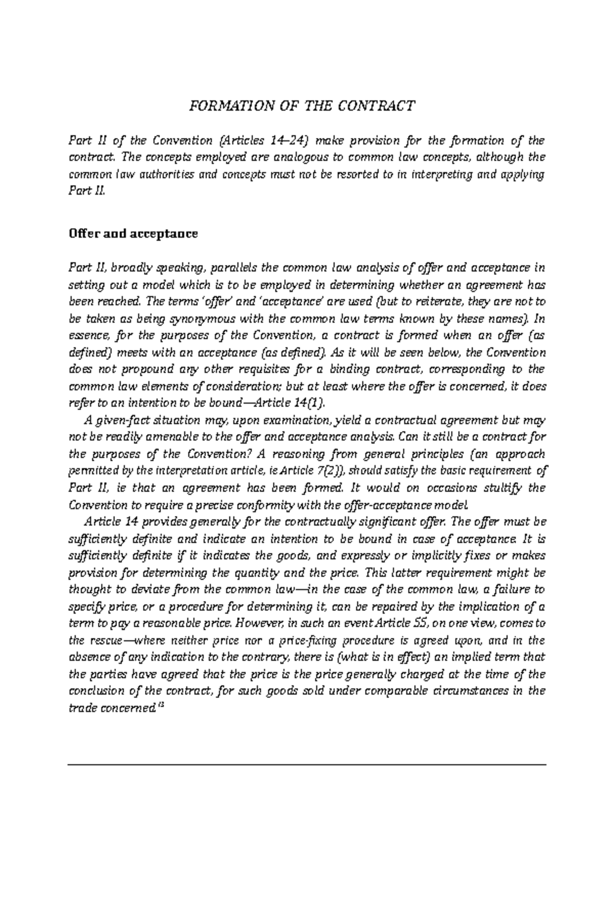 Formation OF THE Contract - FORMATION OF THE CONTRACT Part II of the ...