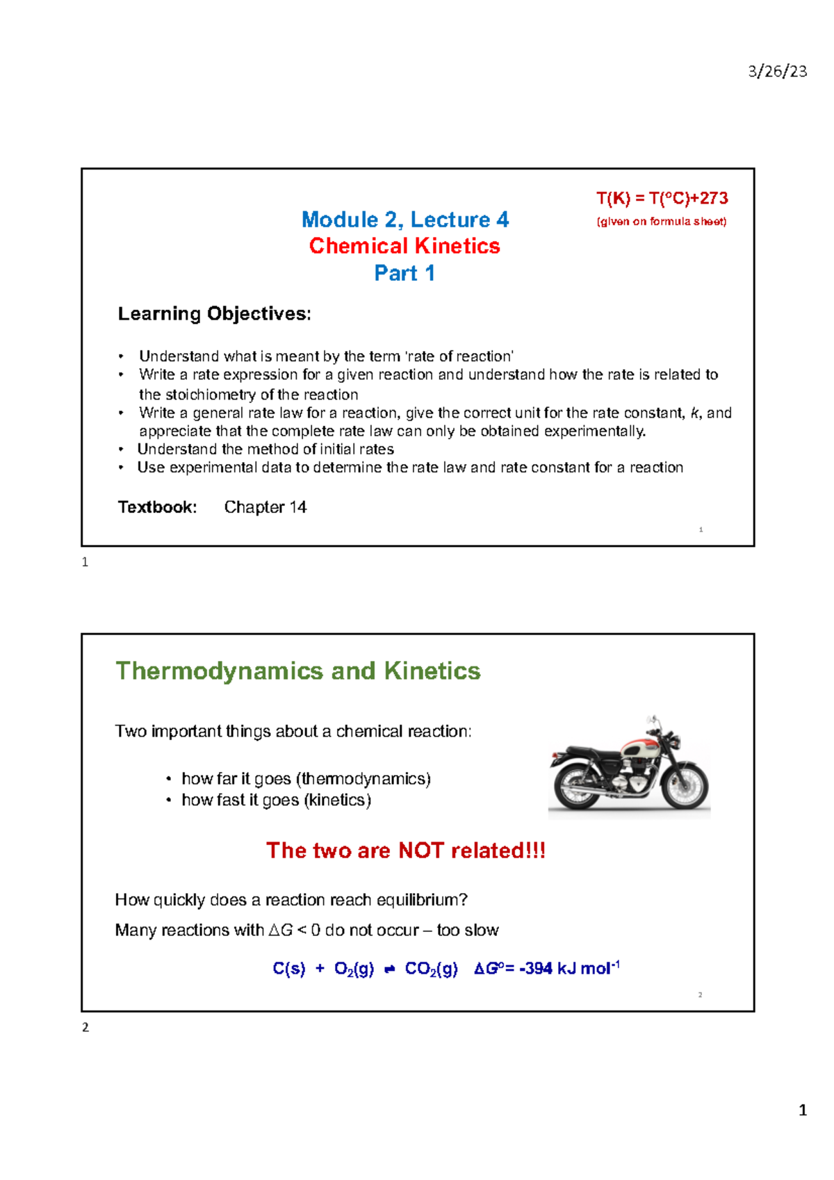 Module 2 Lecture 4 2023 2 per page - Module 2, Lecture 4 Chemical Kinetics Part 1 Learning - Studocu