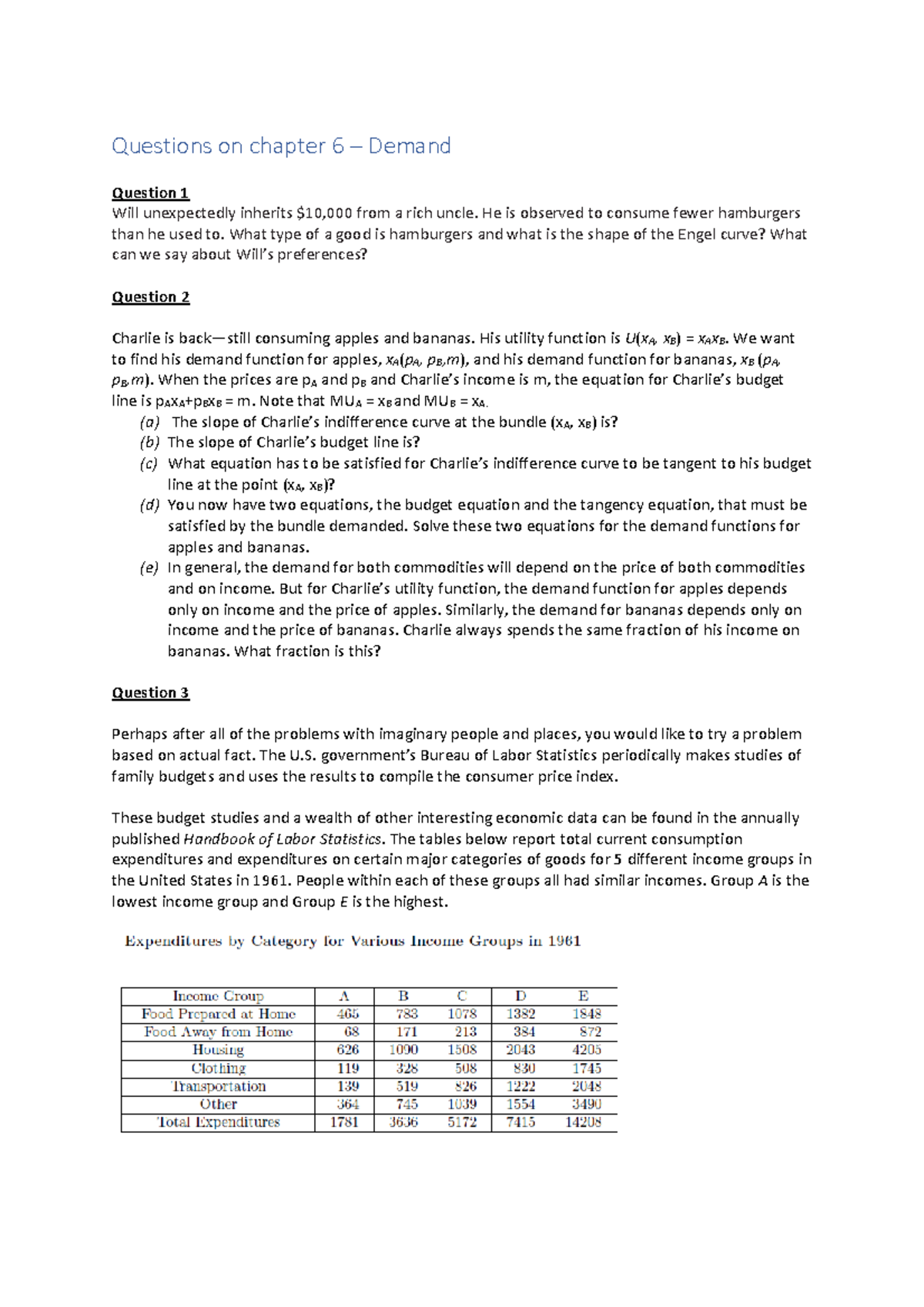 Demand practice questions - Questions on chapter 6 – Demand Question 1 ...