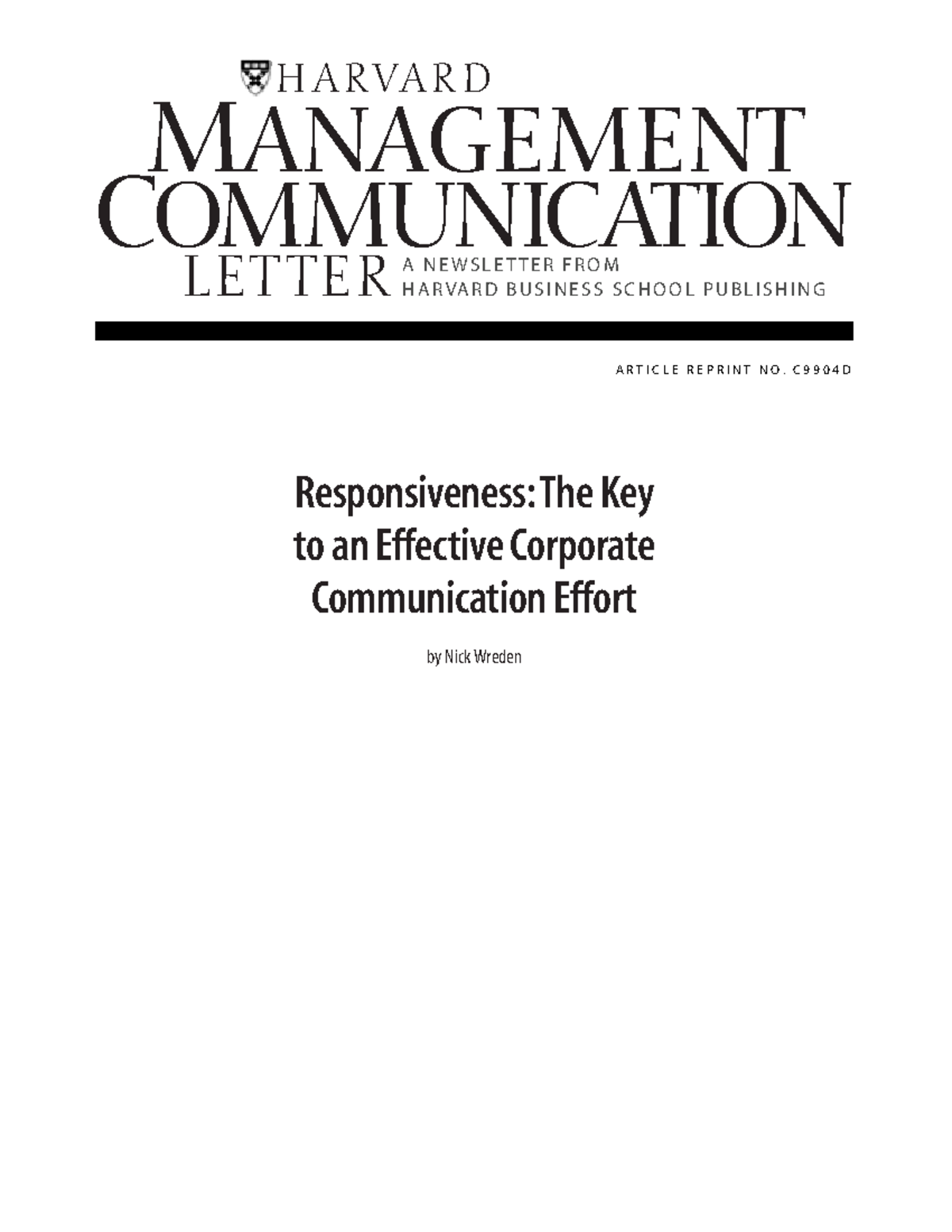 5. Responsiveness - Key to Effective Corp. Communication (4P ...
