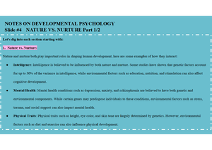 Notes On Dev. Psych Part8 - Aging and Development: In developmental ...