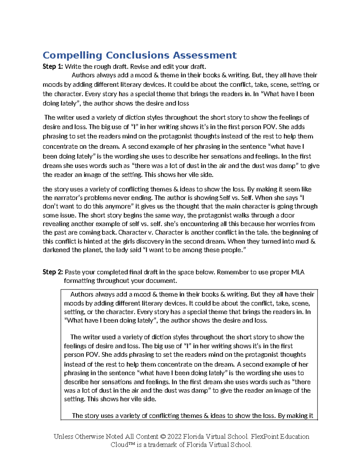 Compelling conclusions assess rubric - Compelling Conclusions ...