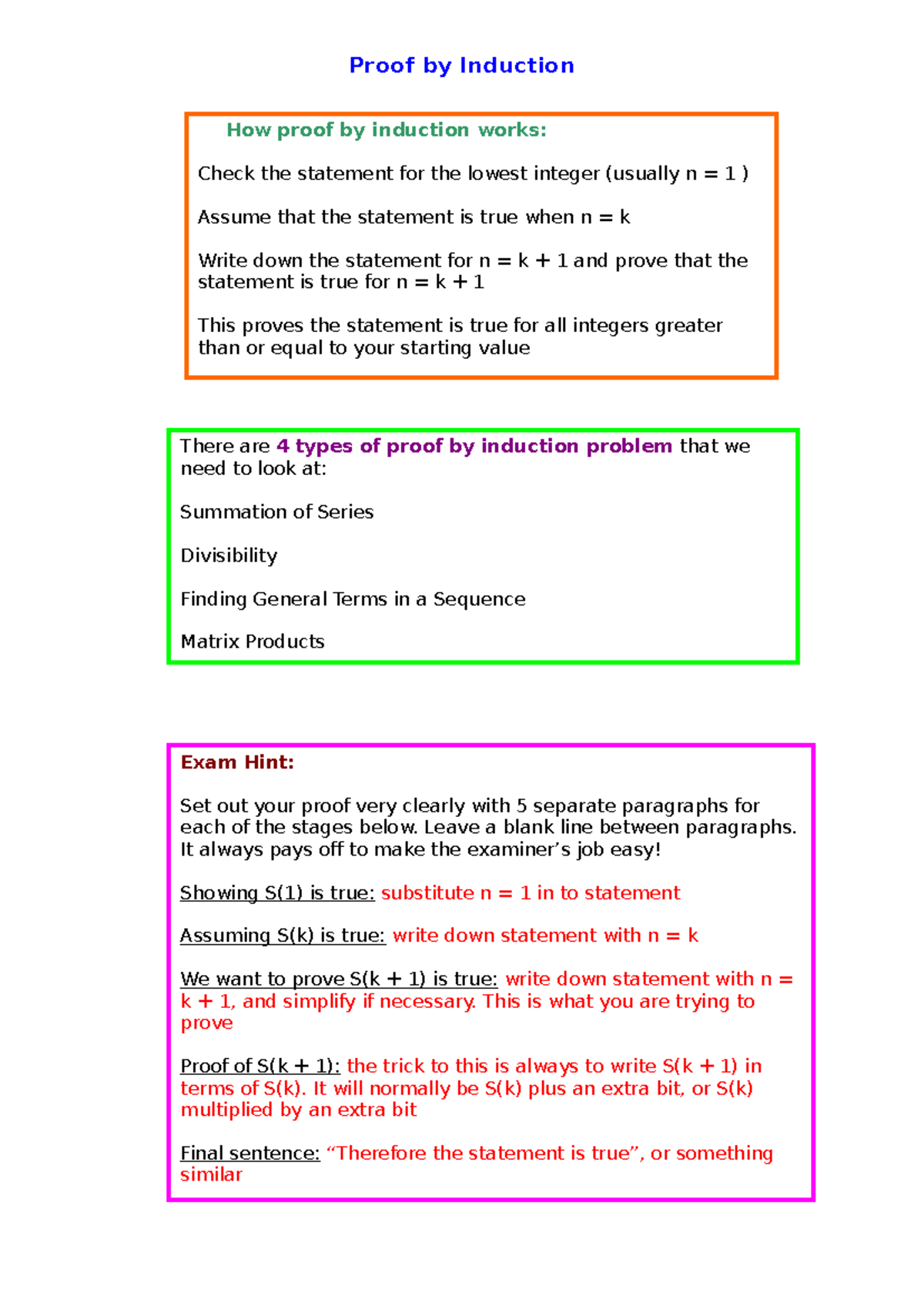 Proof by Induction - Proof by Induction How proof by induction works: Check the statement for ...
