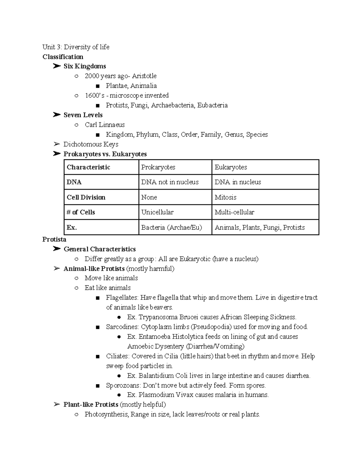 Unit 3 Diversity of life - Unit 3: Diversity of life Classification Six ...