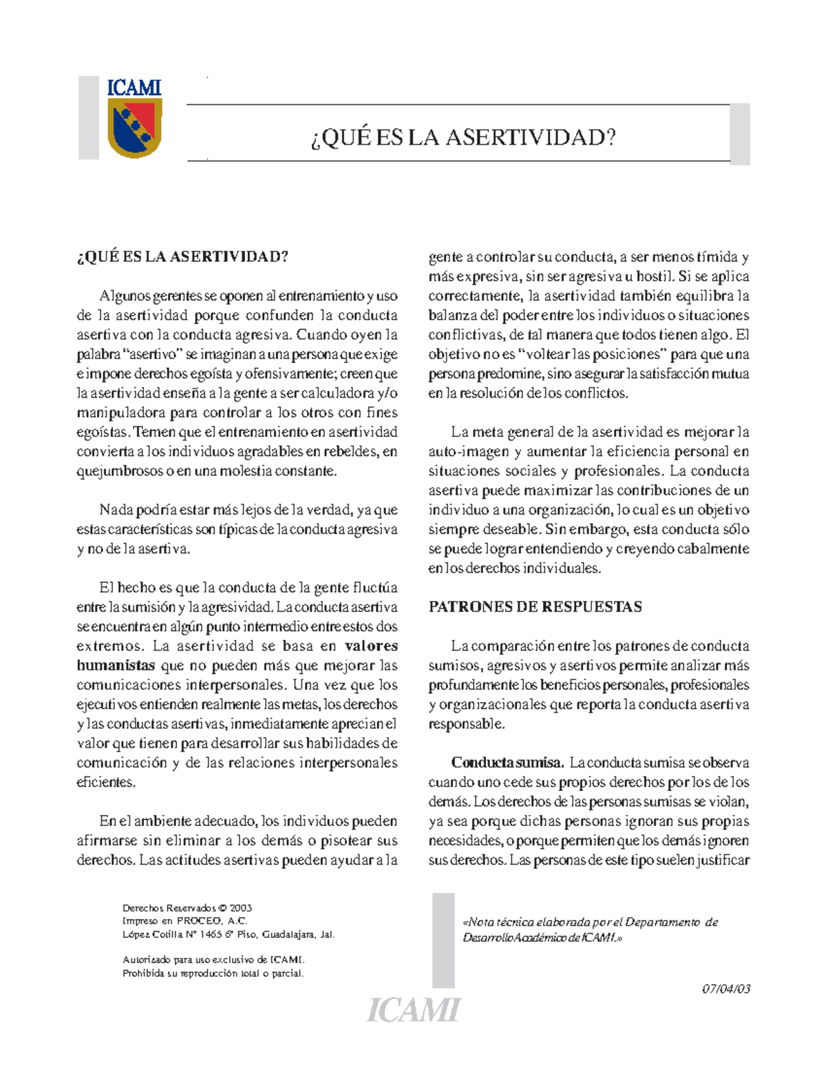 3 Qu es asertividad - lection - ¿QUÉ ES LA ASERTIVIDAD? Algunos ...