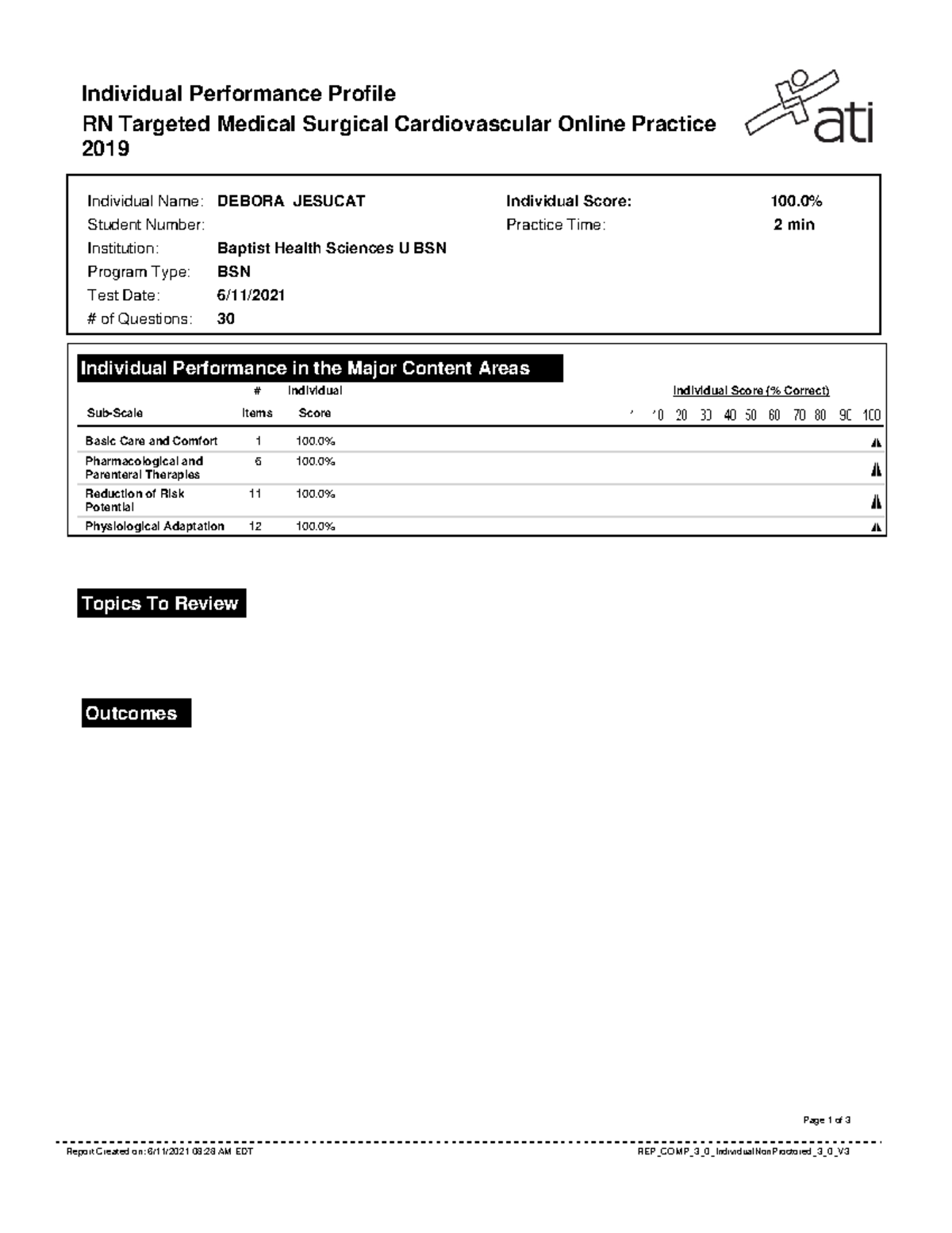 Report Ati notes system - Individual Performance Profile RN Targeted ...