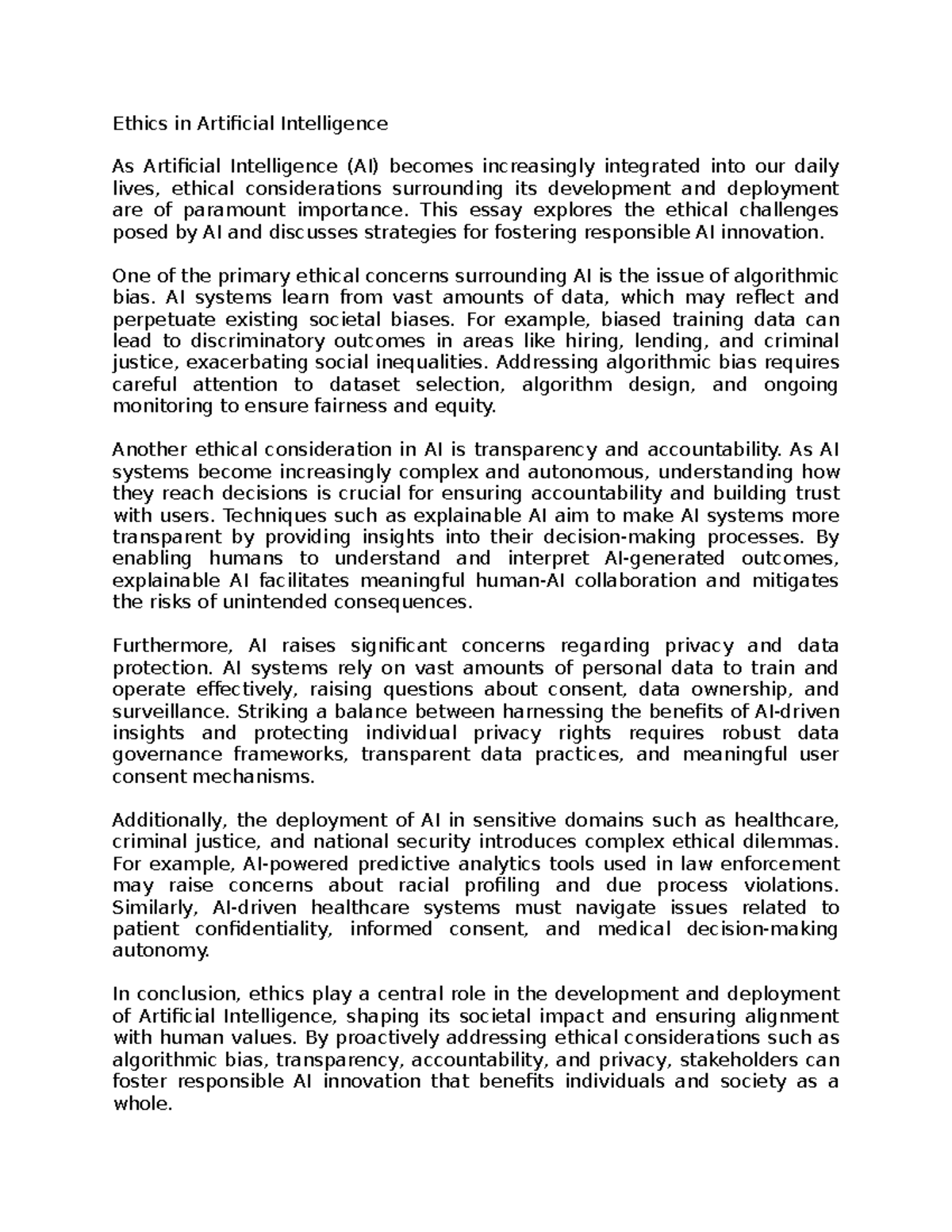 AI 3 - Ethics in Artificial Intelligence - Ethics in Artificial ...