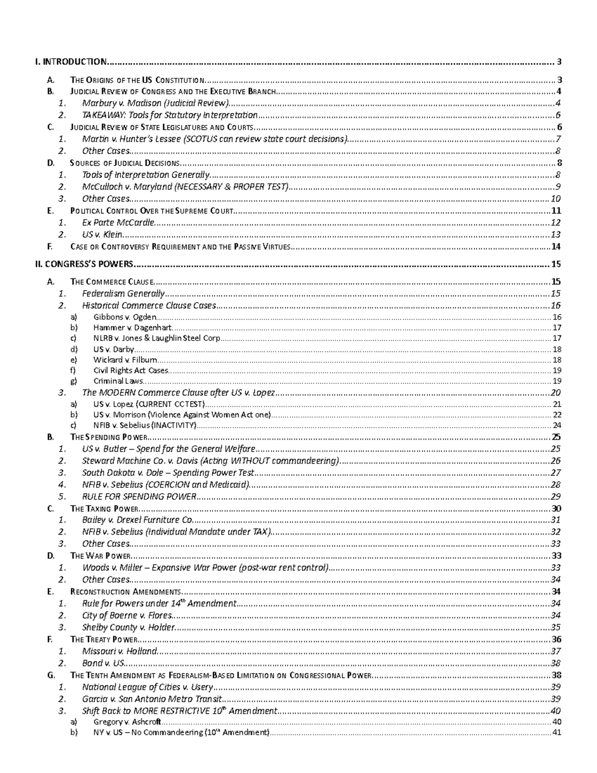 Con Law I Outline - I. - Studocu