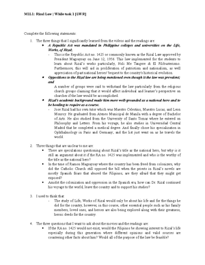 M2L1 Tracing Rizal’s Historical Roots While task 2 - According to Anderson (2004) and Wickberg ...