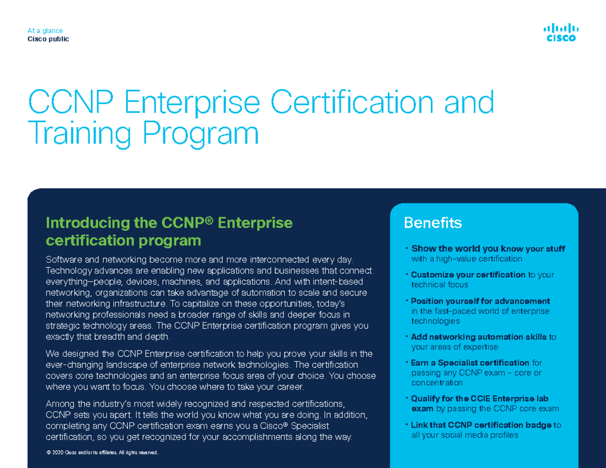 Ccnp enterprise at a glance - At a glance Cisco public CCNP Enterprise ...