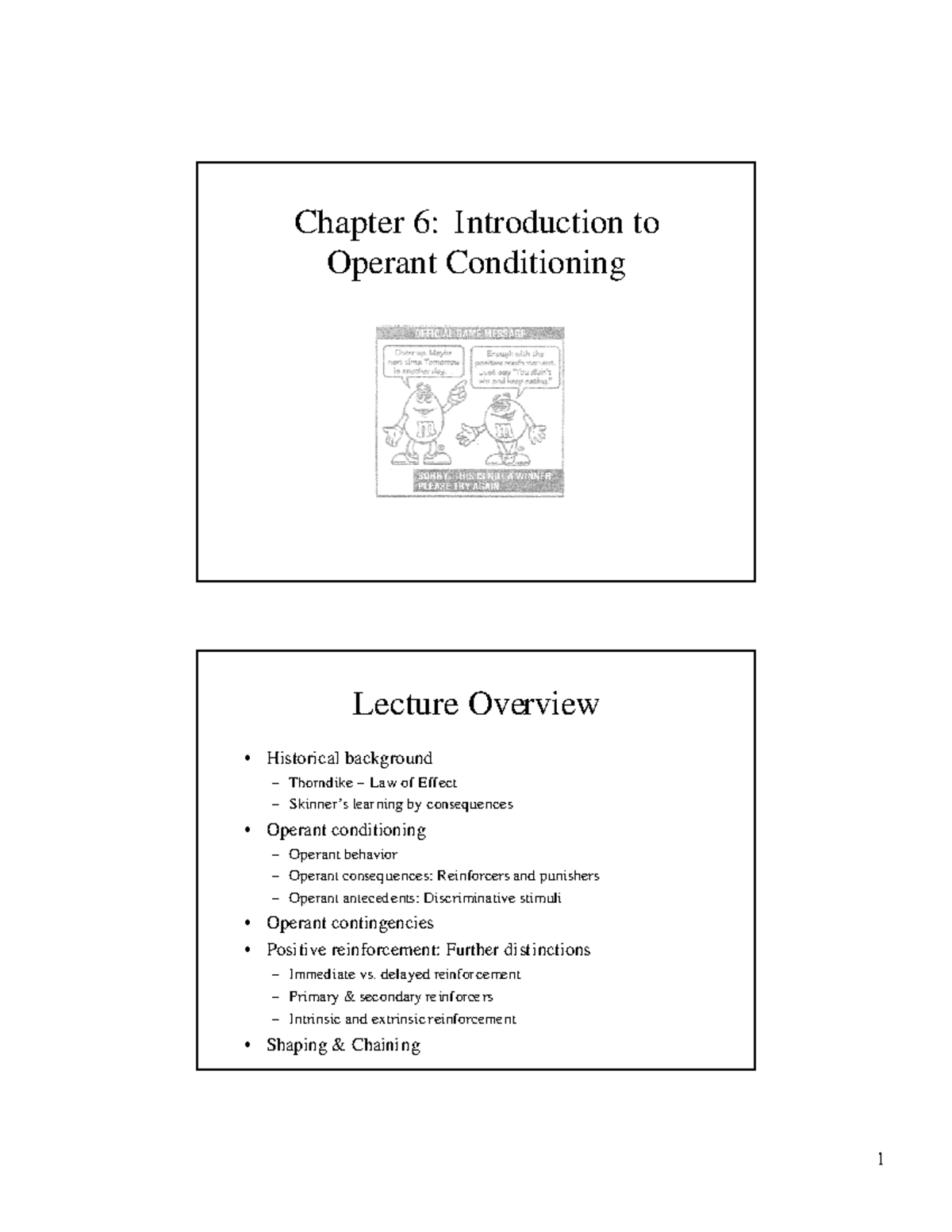 Slides operant Class - Chapter 6: I ntroduction to Operant Conditioning ...