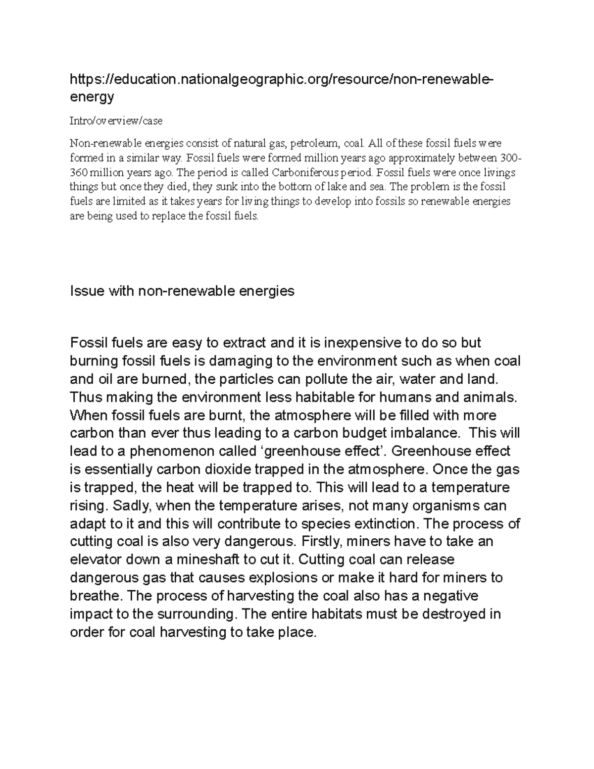 Assignment non renewable energies - education/resource/non-renewable ...