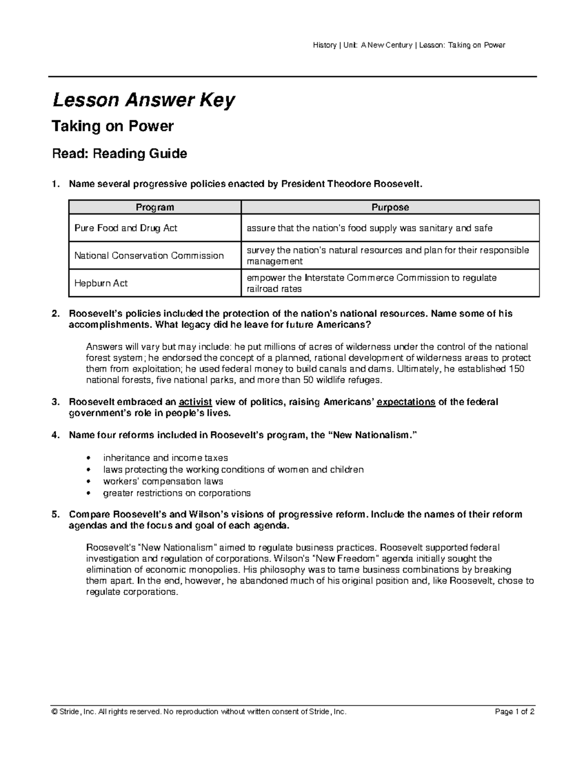 Taking on Power Lesson Answer Key - Studocu
