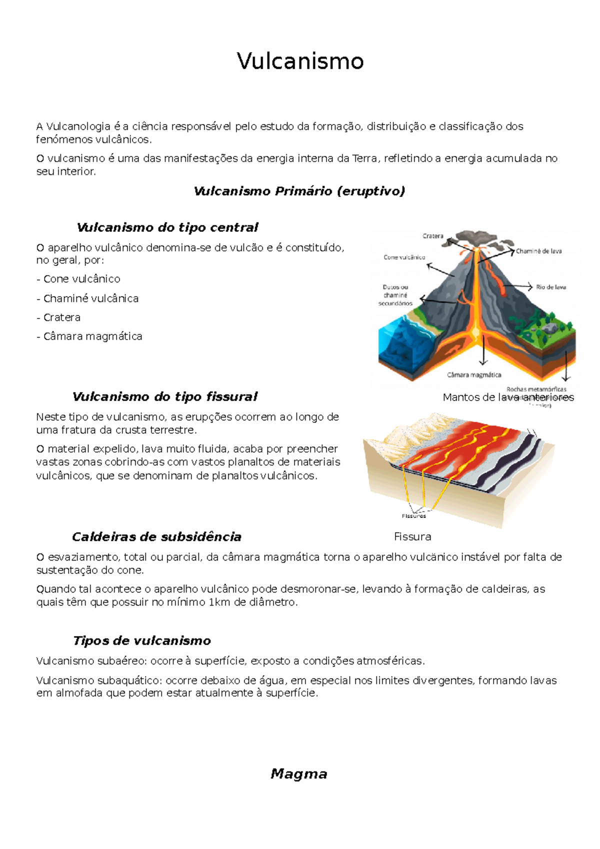 Vulcanismo - Resumos - Vulcanismo A Vulcanologia é a ciência ...