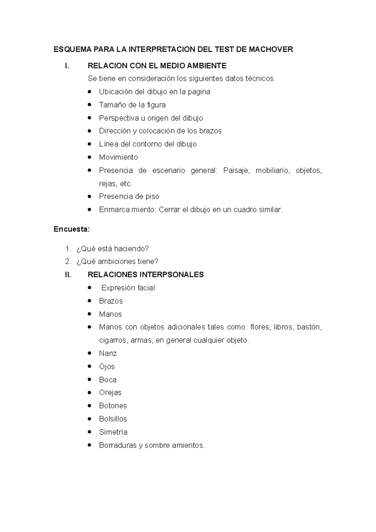 Esquema DE Informe Machover - ESQUEMA PARA LA INTERPRETACION DEL TEST ...
