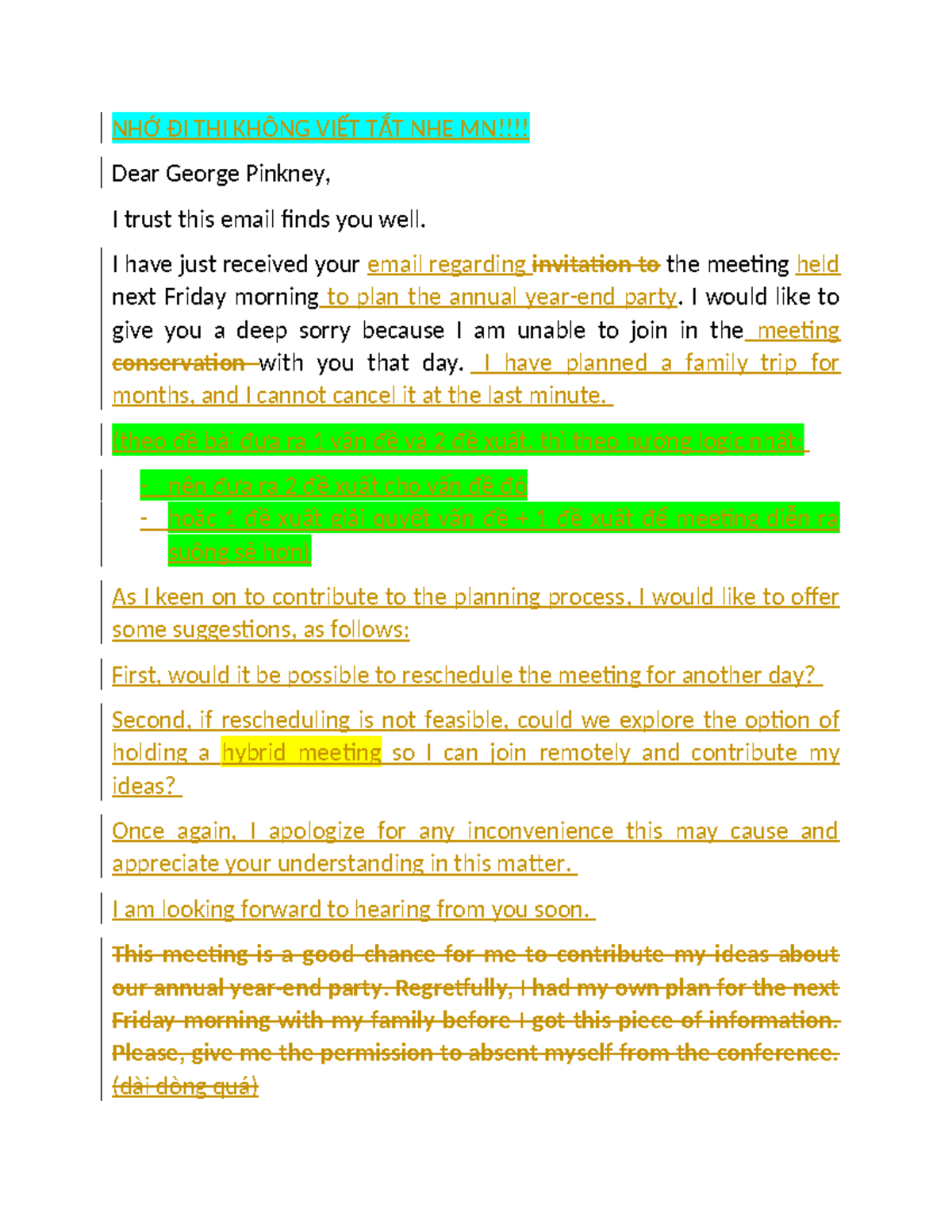 PRE 061 - email 08 - NHỚ ĐI THI KHÔNG VIẾT TẮT NHE MN!!!! Dear George ...