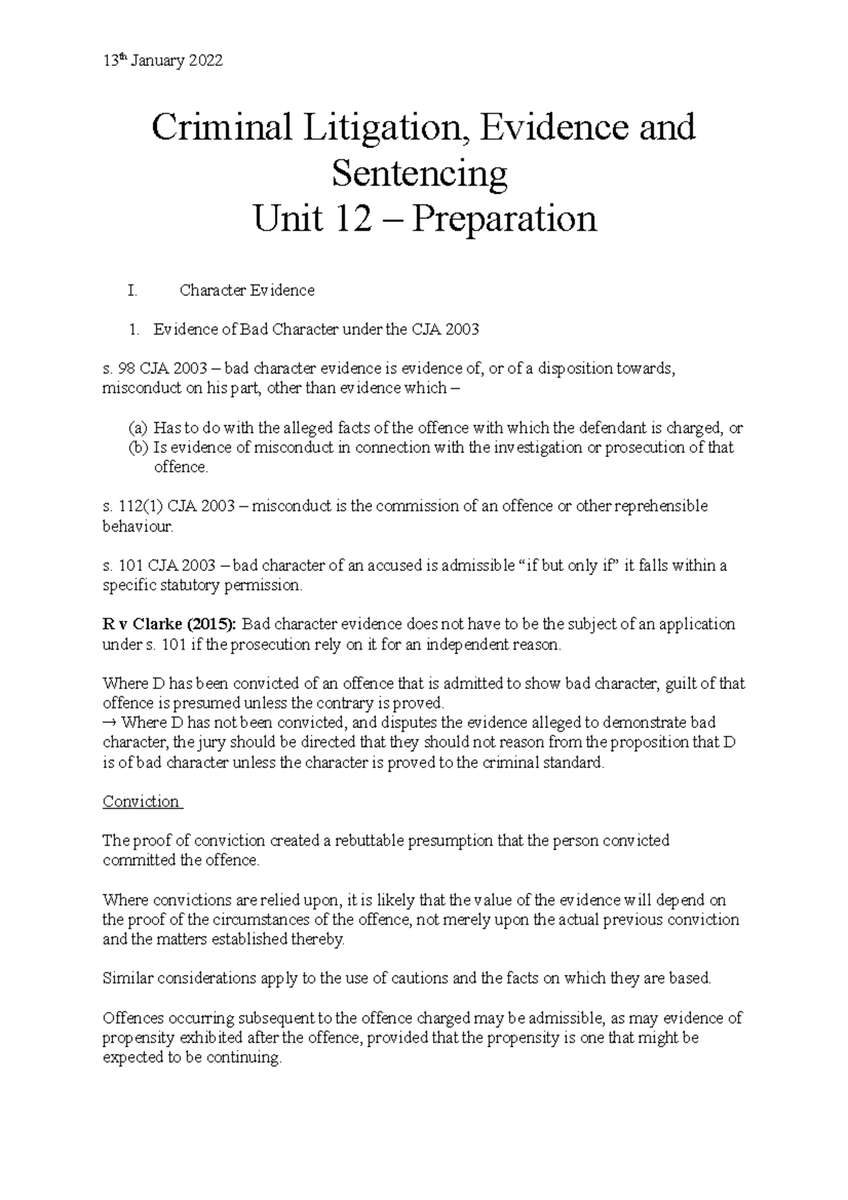 Criminal Litigation, Evidence and Sentencing - Unit 12 - Preparation ...