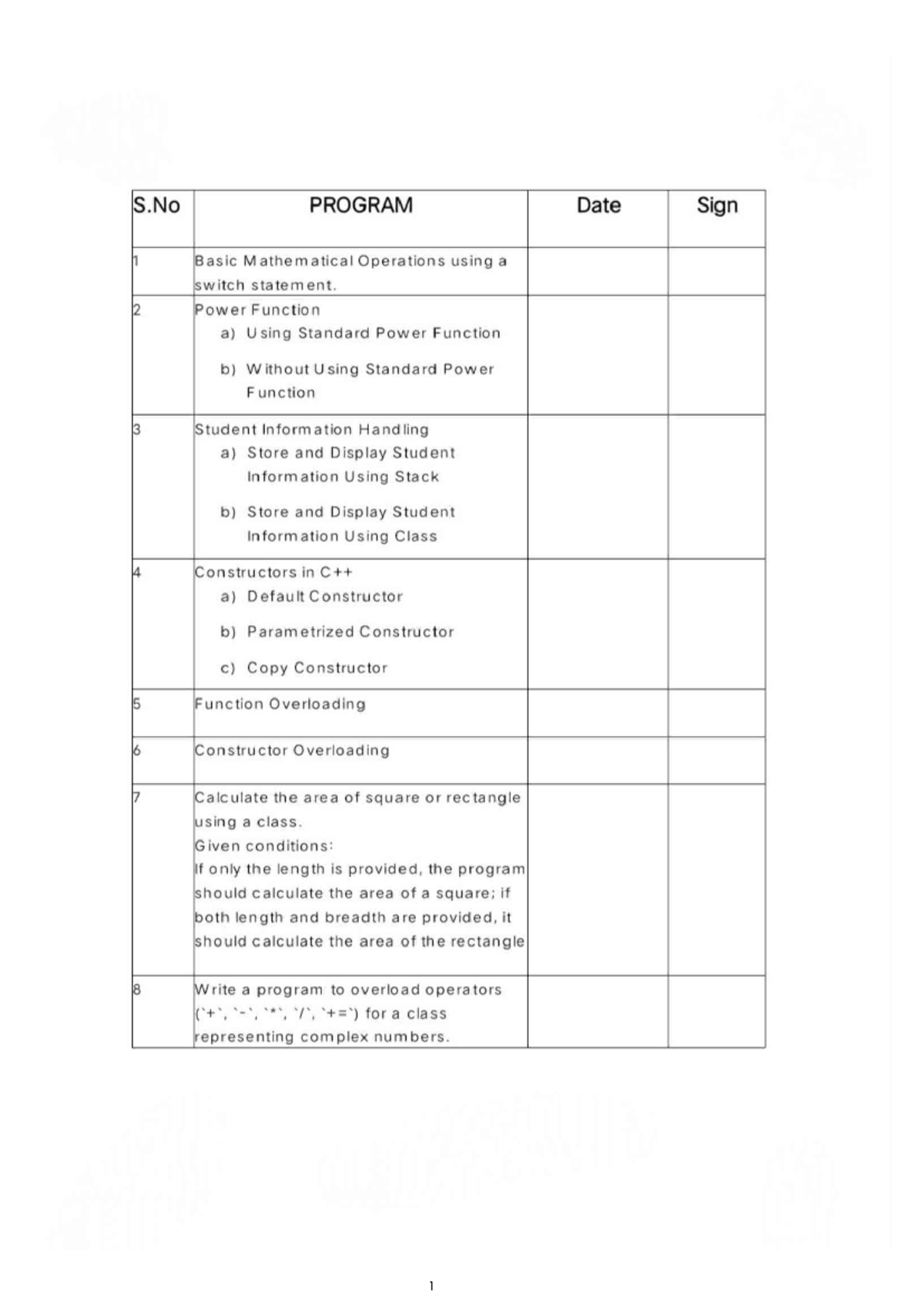 Oops sanket - Very goog - S PROGRAM Date Sign 1 Basic Mathematical ...