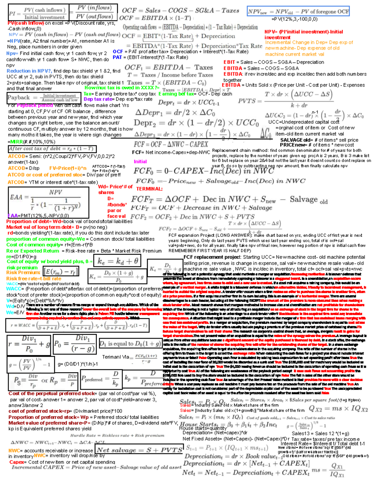 Midterm second side - PV(cash Inflow) on excel =PV(Discount rate, yrs ...